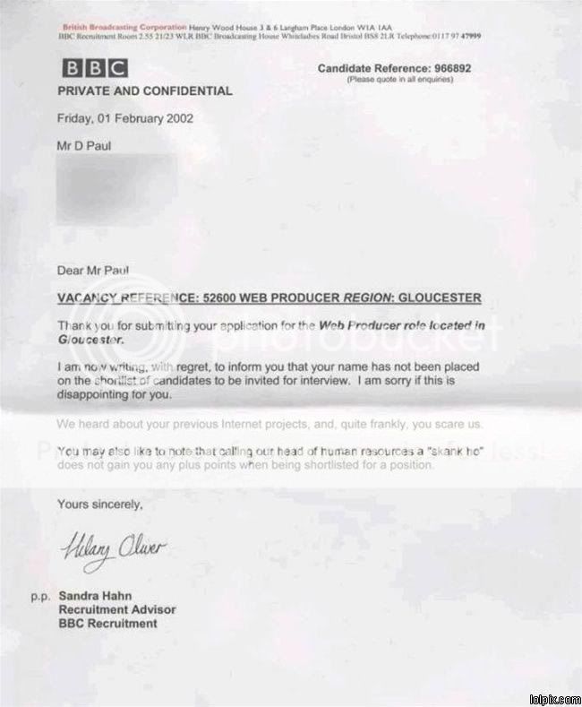 Rejection Letter – Just Humor Me